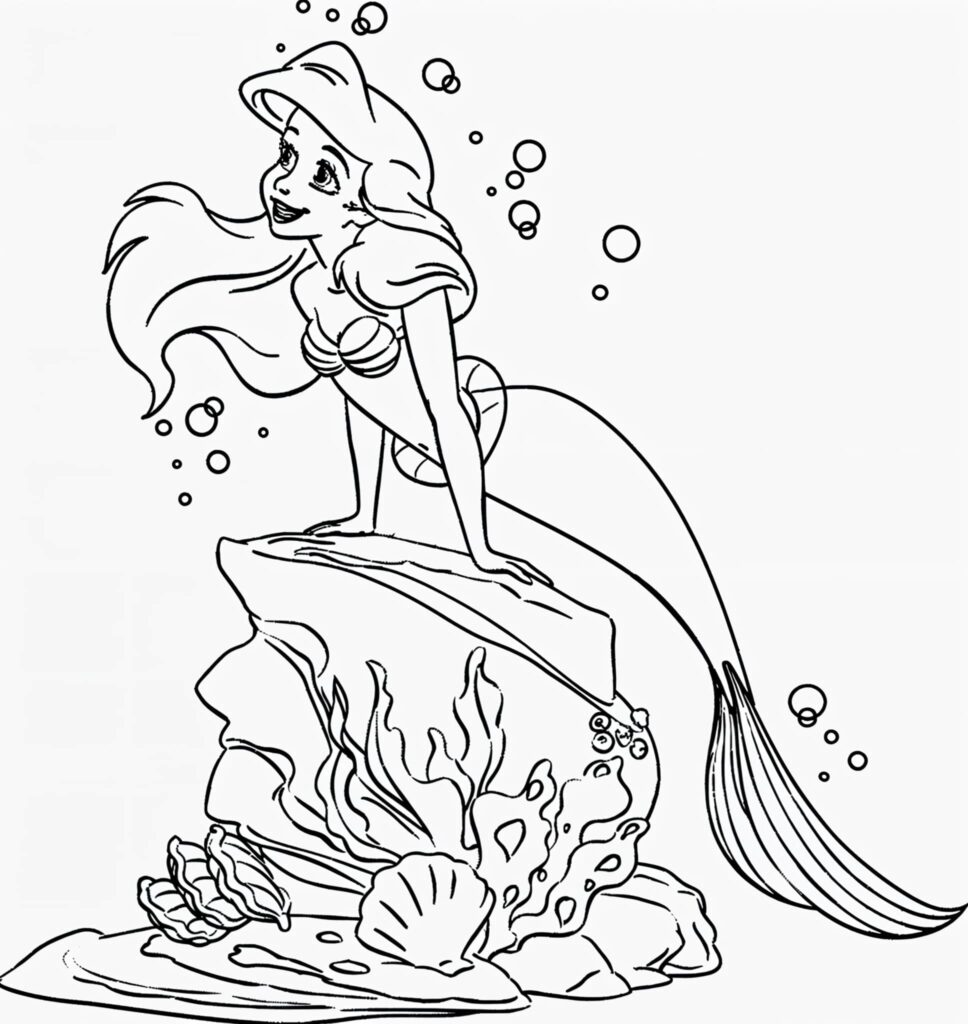 Desenhos da Ariel para imprimir e colorir - Kids Color