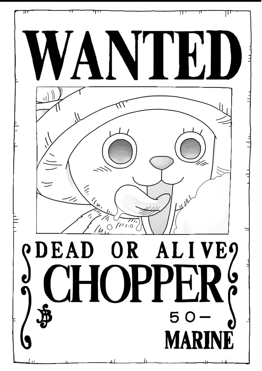 Desenho do cartaz de procurado do chopper de one piece para imprimir e ...