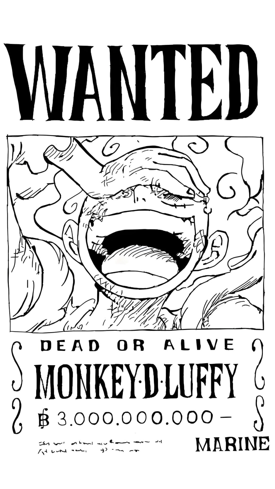 Desenho do cartaz de procurado do monkey d luffy de one piece para ...